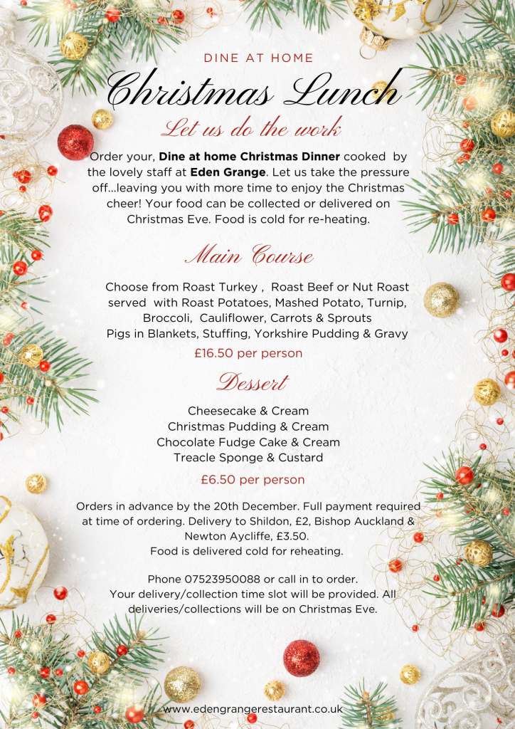 Christmas Dinner Delivered to Your Door - Eden Grange Restaurant The ...